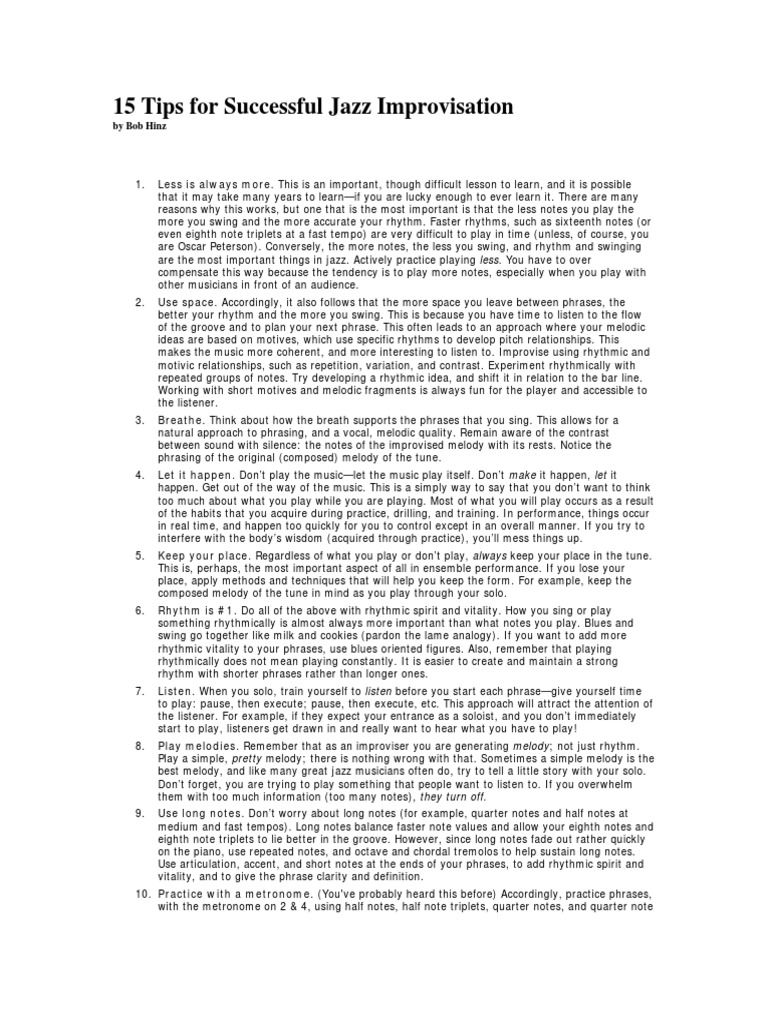 Essential Techniques for Developing Skilled Jazz Improvisation on Piano ...