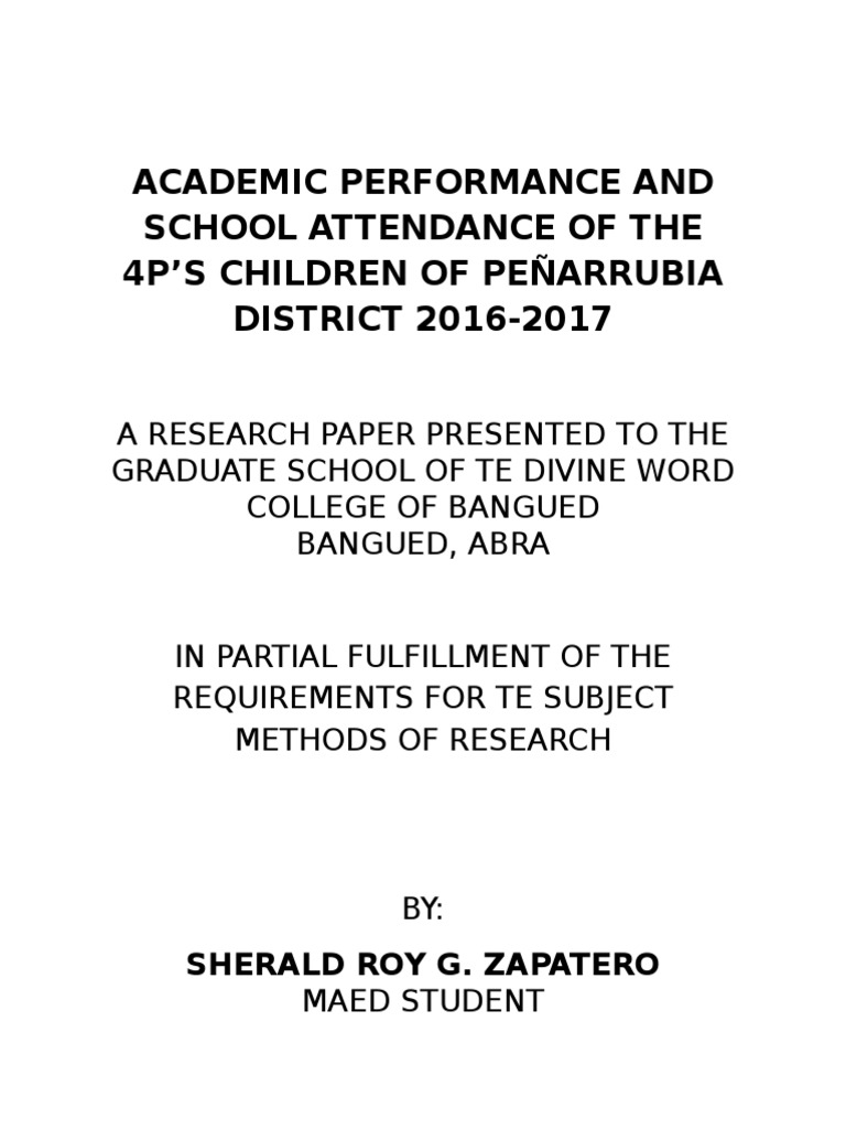 Academic Performance and School Attendance of the 4p | Poverty ...