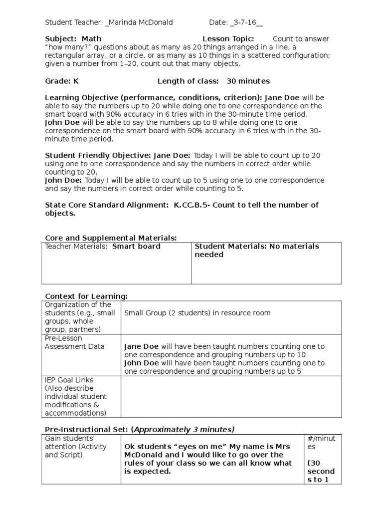 Explicit Instruction Lesson Plan 1 | PDF | Educational Assessment ...