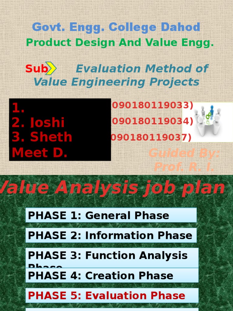 Evaluation Method of Value Engineering Projects | PDF | Reliability ...