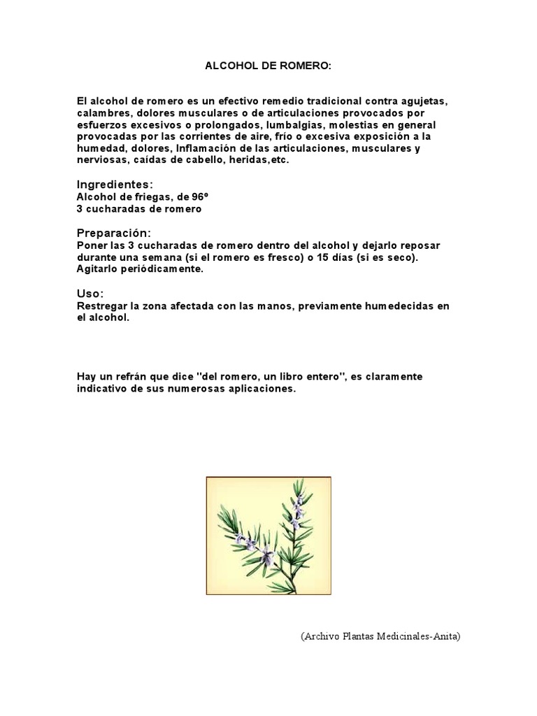 Beneficios del Alcohol de Romero | PDF | Salud y bienestar