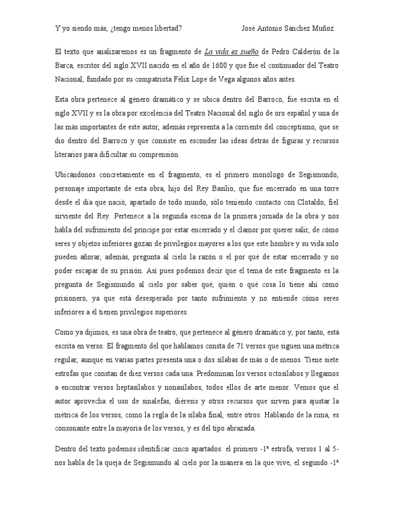 Análisis del Monólogo de Segismundo | PDF | Metro (poesía)
