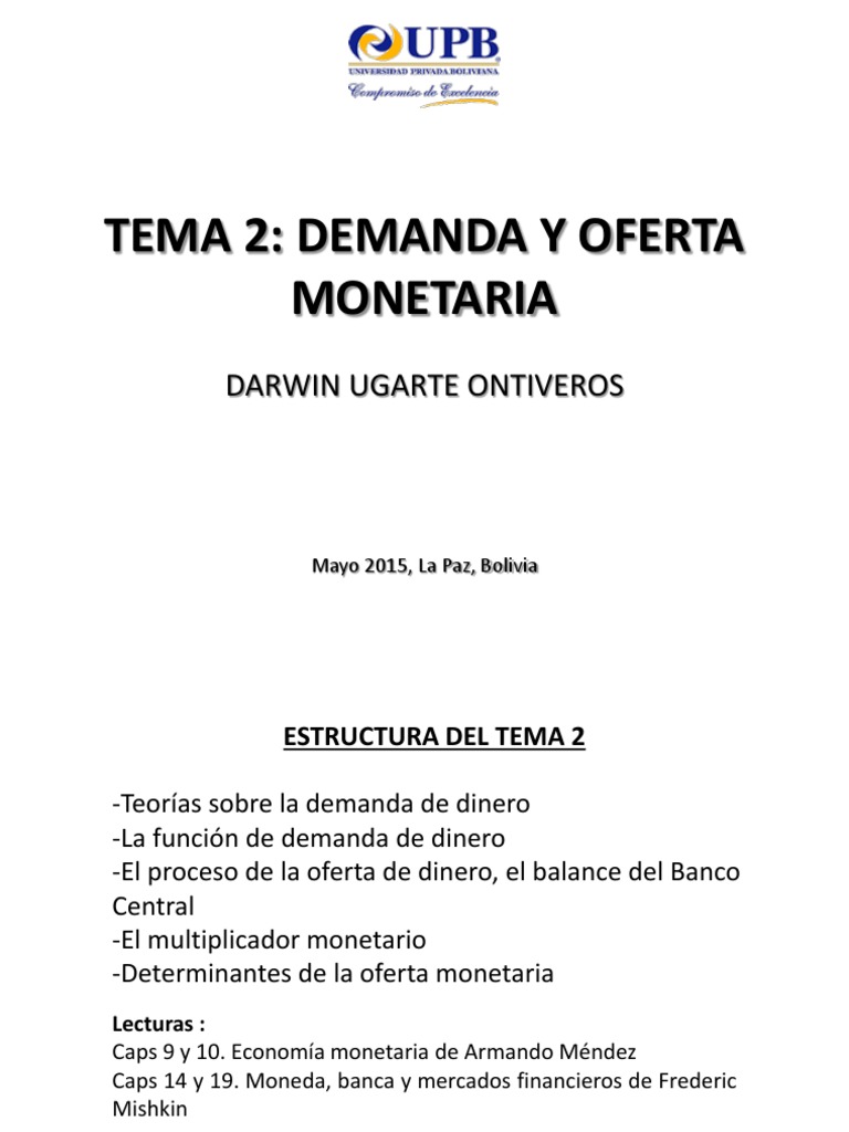 Demanda y Oferta Monetaria | Oferta de dinero | Base monetaria