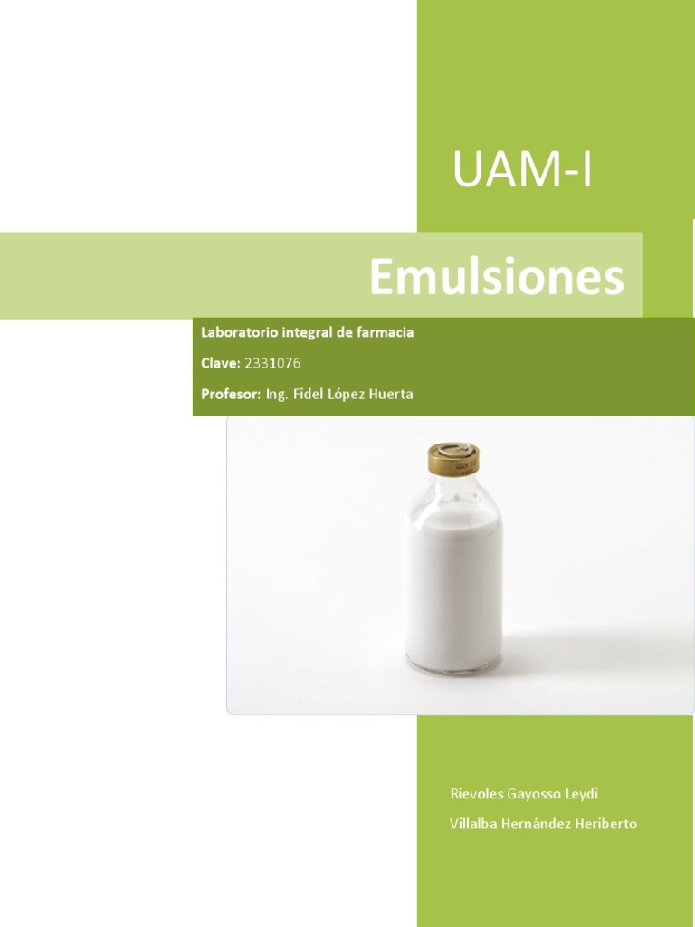 Clasificación y Preparación de Emulsiones | PDF | Emulsión | Tensioactivo