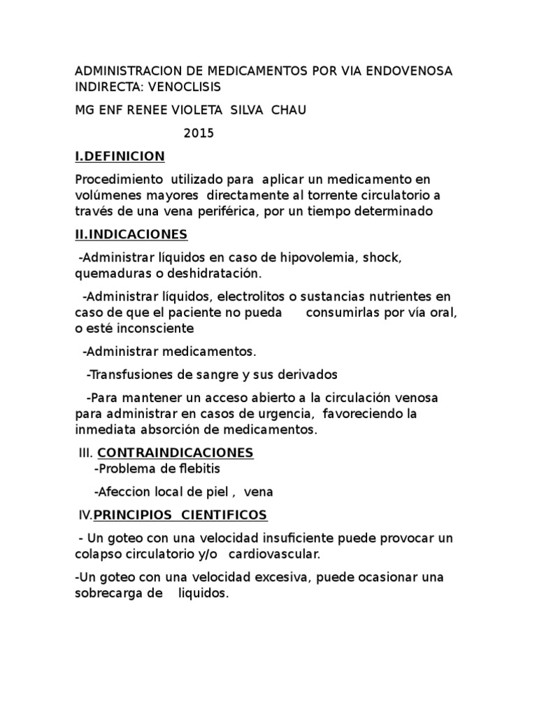 Guía de Venoclisis y Administración IV | PDF | Terapia intravenosa ...