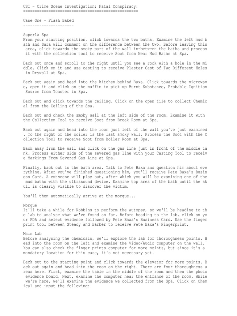 CSI, Crime Scene Investigation, Fatal Conspiracy | PDF | Fingerprint ...