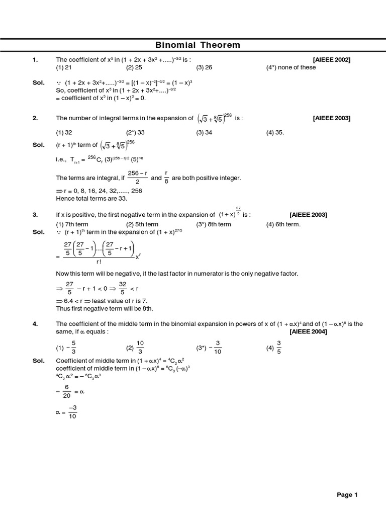 Binomial Theorem | PDF | Number Theory | Mathematical Concepts