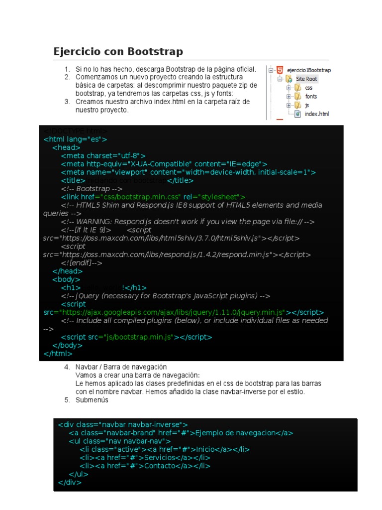 Ejercicio Con Bootstrap | PDF | Desarrollo web | Desarrollo de software