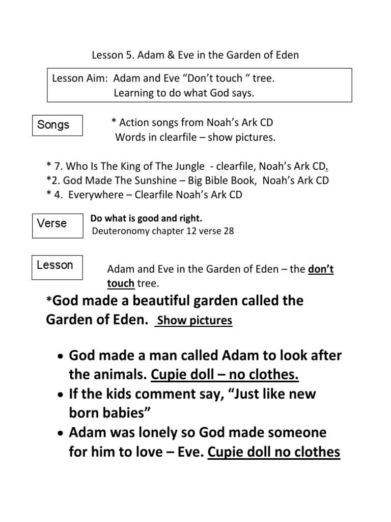 Lesson Plan 5 Adam & Eve | PDF | Adam And Eve | Eve