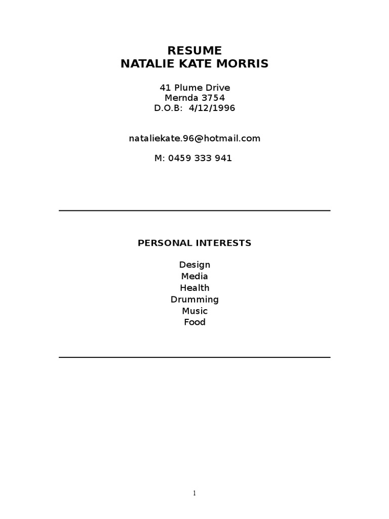 Natalie Morris Resume: Media & Retail Skills | PDF
