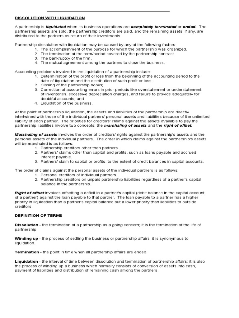 Lump-Sum Liquidation Procedures | PDF | Partnership | Debits And Credits