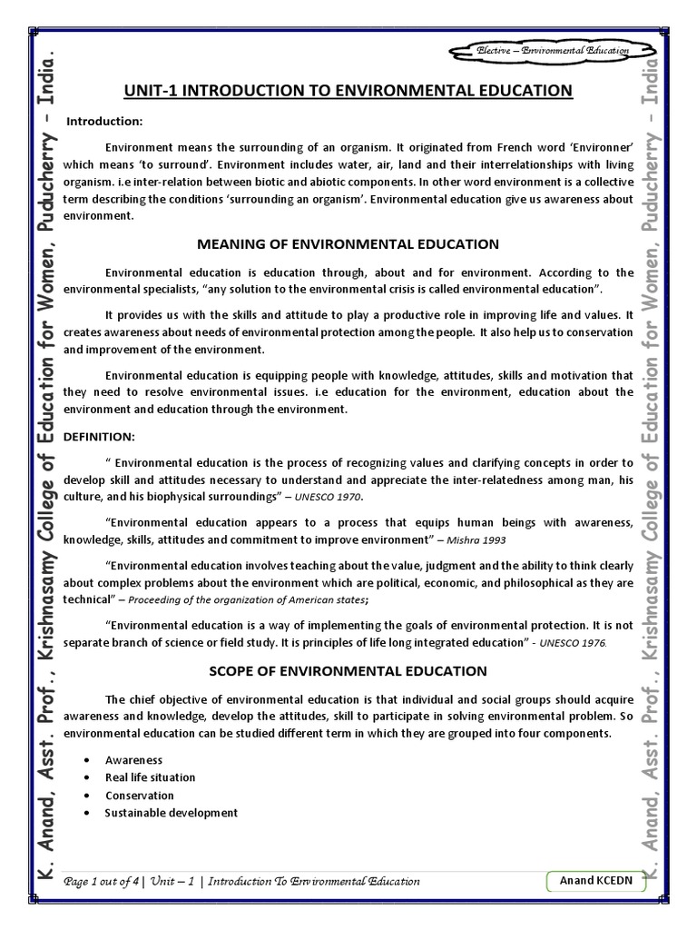 Introduction to Environmental Education | PDF | Sustainability ...