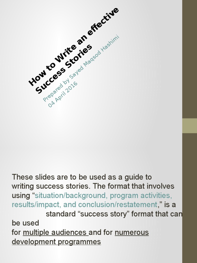 Presentation - Effective Success Story Writing | PDF | Afghanistan | Kabul