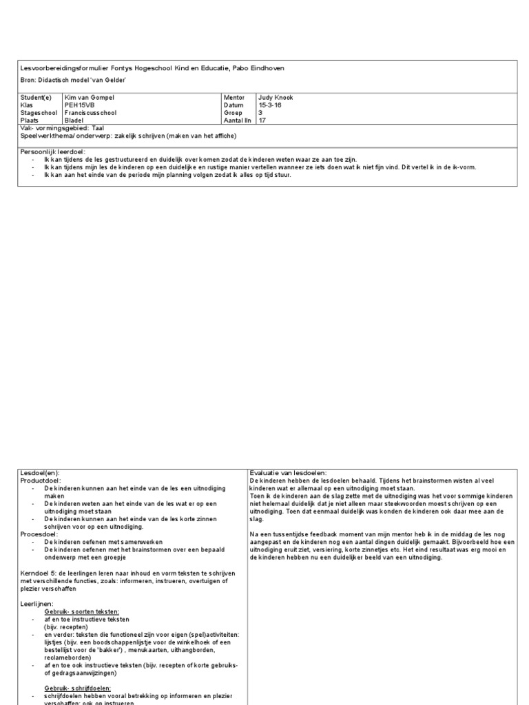 Lesvoorbereiding Taal 15-3 Uitnodiging | PDF