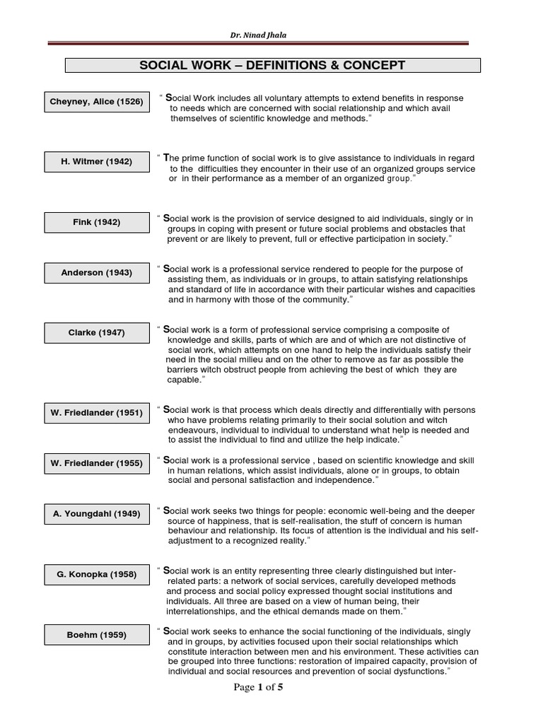 Social Work Assorted Definitons Social Group Social Work