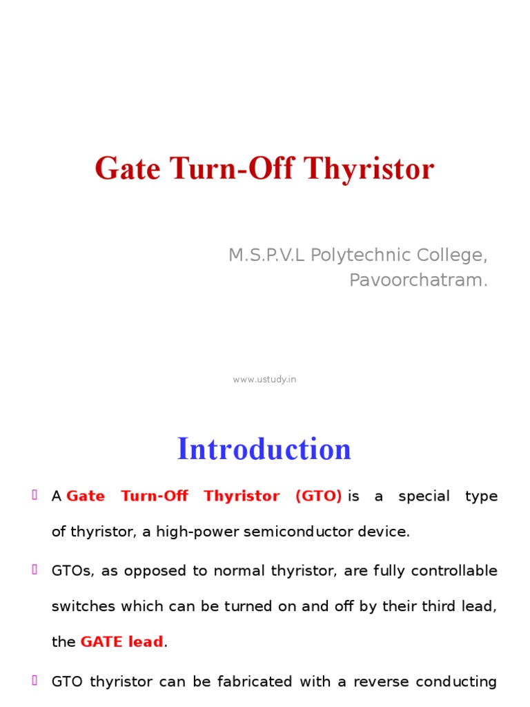 Gate Turn-Off Thyristors | PDF | Components | Electrical Equipment