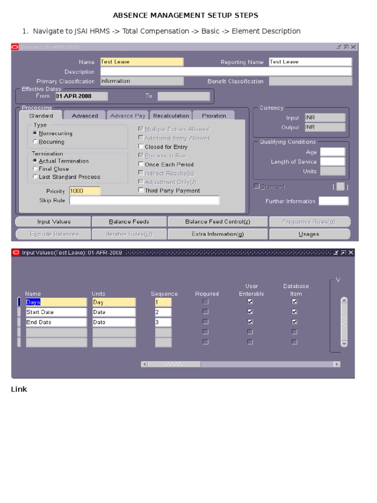 Oracle Absence Management Setup | PDF | Accrual | Payroll
