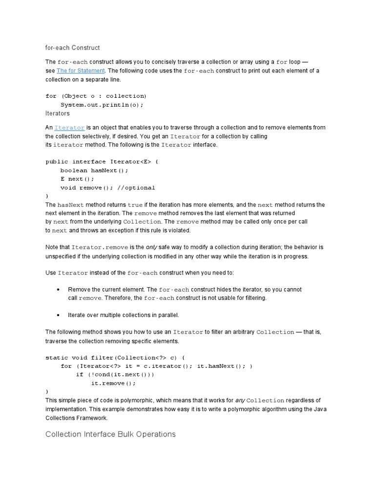 An Overview of Key Features and Operations of the Java Collections Framework Including Iterators ...