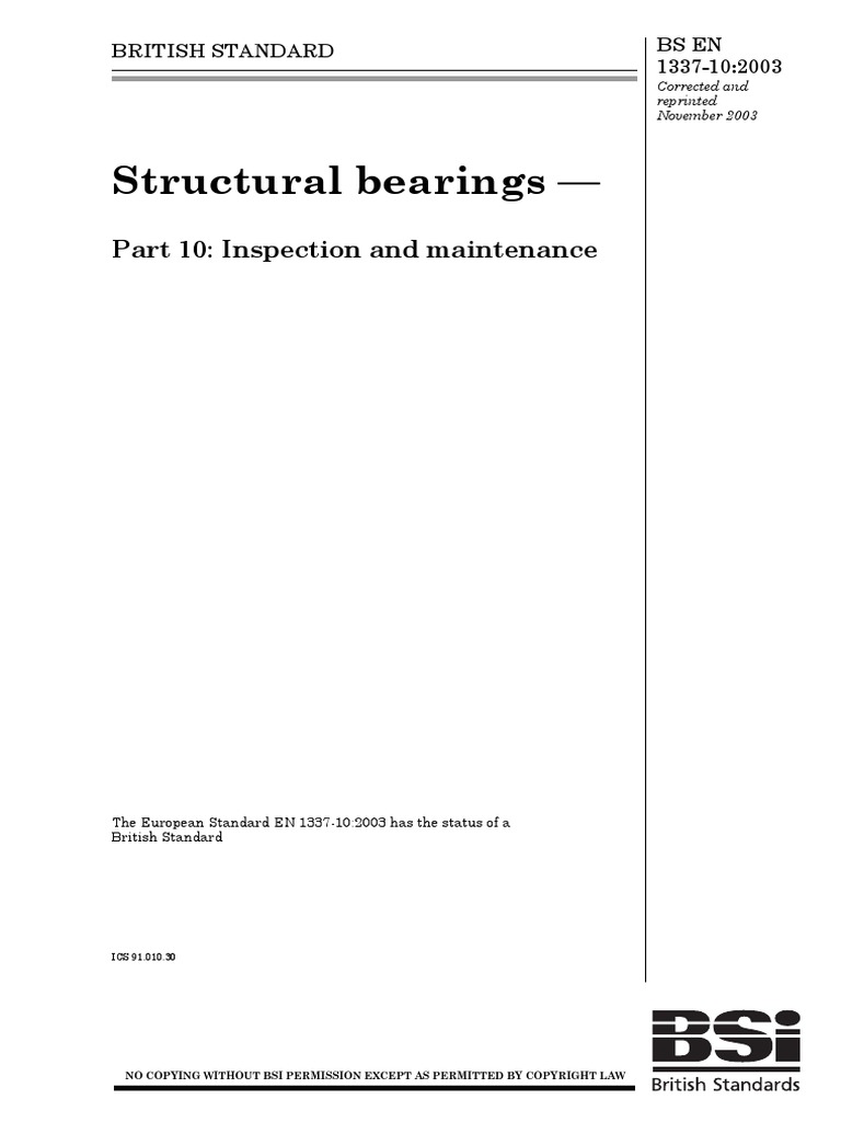 En 1337 10 2003 Structural Bearings | PDF | Bearing (Mechanical) | Nature