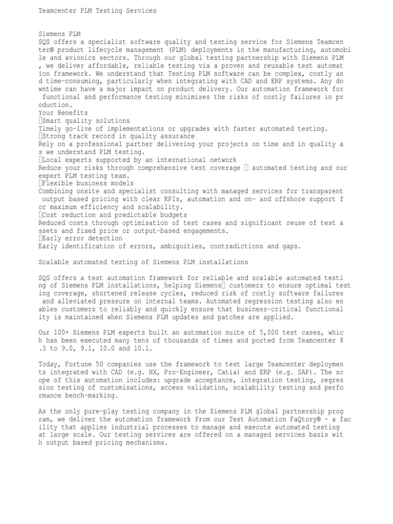 PLM Test Strategy | PDF | Product Lifecycle | Automation