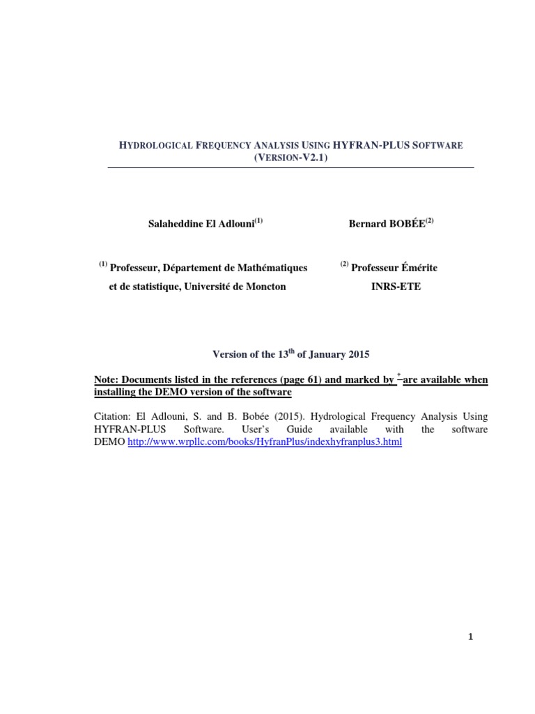 Hydrological Analysis with Hyfran-Plus | PDF | Akaike Information ...