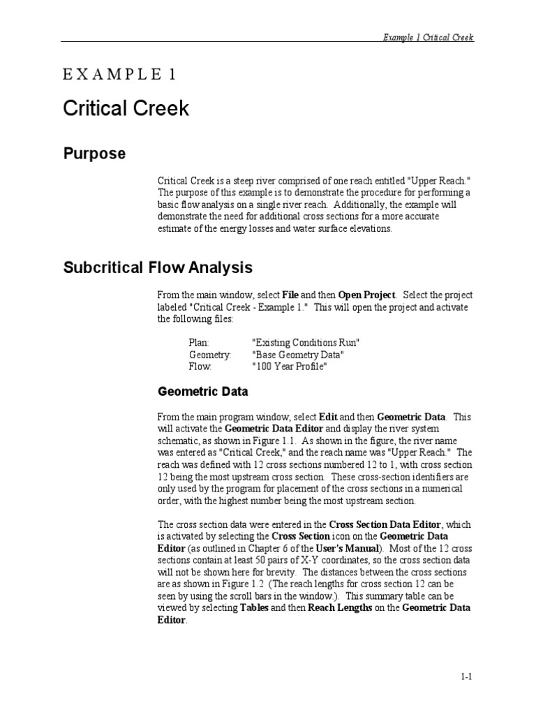 Critical Creek Subcritical Flow Analysis | PDF | Interpolation | River