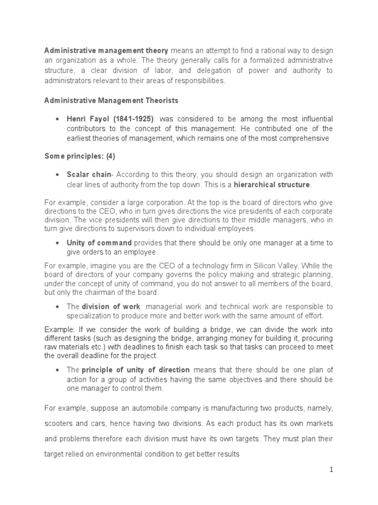Administrative Management Theory | PDF | Leadership | Psychological ...