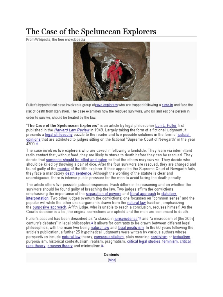 Legal Dilemma of Speluncean Explorers | PDF | Public Sphere | Ethical ...