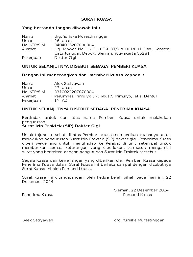 Surat Kuasa Sip Riska | PDF