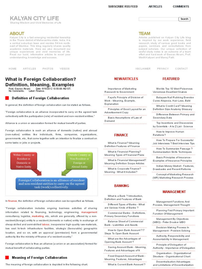What Is Foreign Collaboration - Definition, Meaning, Examples | PDF ...