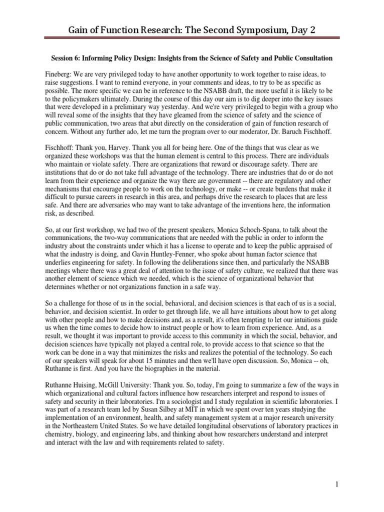 GOF 2 Symposium: Day 2 Transcript | PDF | Norm (Social) | Risk