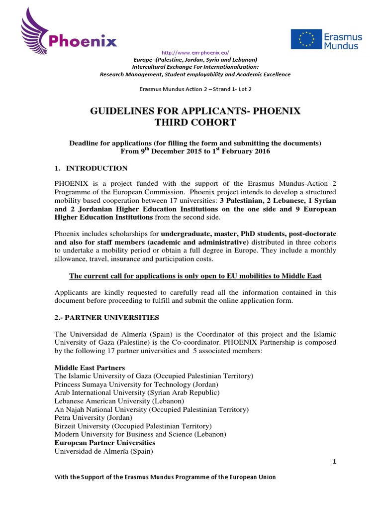 PHOENIX Guidelines For Applicants 3rd Cohort en | PDF | Doctor Of Philosophy | European Union