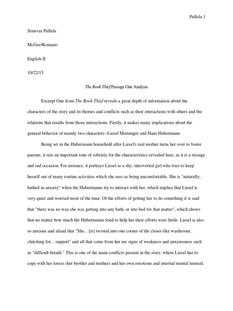 Analysis of Liesel and Hans in The Book Thief | PDF | Anxiety ...