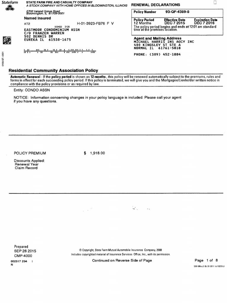 State Farm Policy - 2016 | PDF