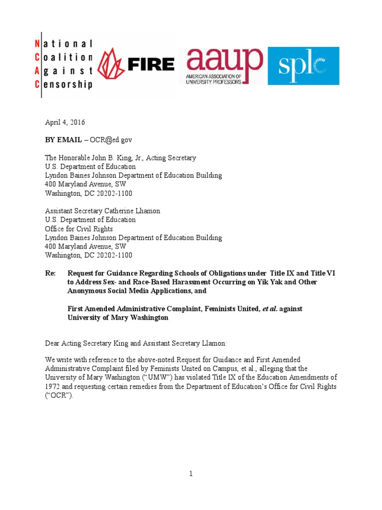 Letter DOE-OCR | PDF | First Amendment To The United States ...