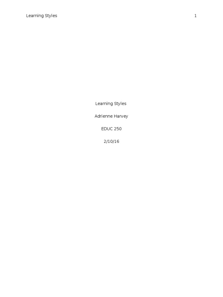 Learning Styles Pdf Career Growth Science Mathematics