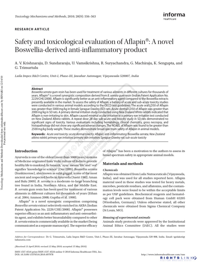 Safety and Toxicological Evaluation of A Flap in | PDF | Toxicity ...