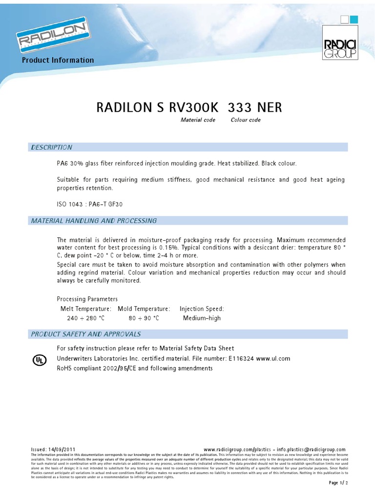 Tds Radilon S Rv300k 333 Ner Eng | PDF | Strength Of Materials | Pascal ...