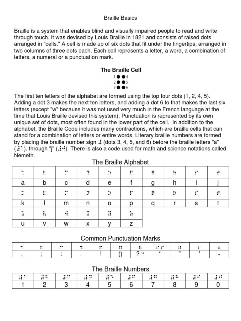 Braille Reading and Writing Guide | PDF