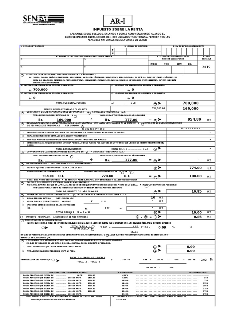 Formato Planilla ARI 2025 en Excel | PDF