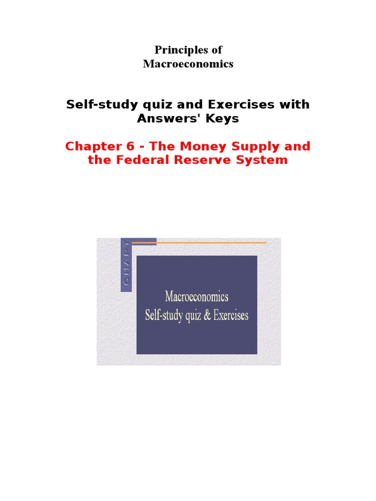 Money Supply and Federal Reserve Quiz | PDF | Money Supply | Federal ...