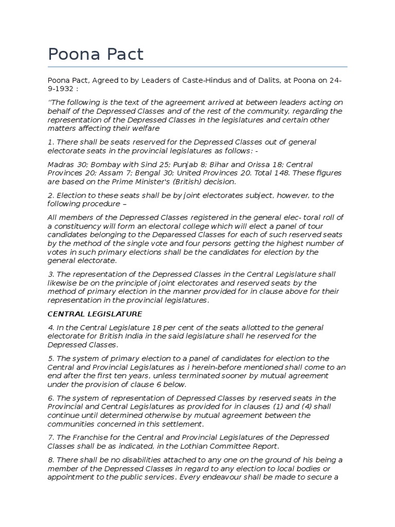 Poona Pact | South Asia | Government