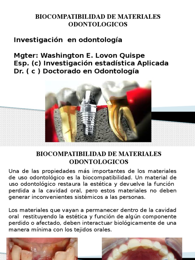 BIOCOMPATIBILIDAD DE MATERIALES DENTALES | Biomaterial | Tinción