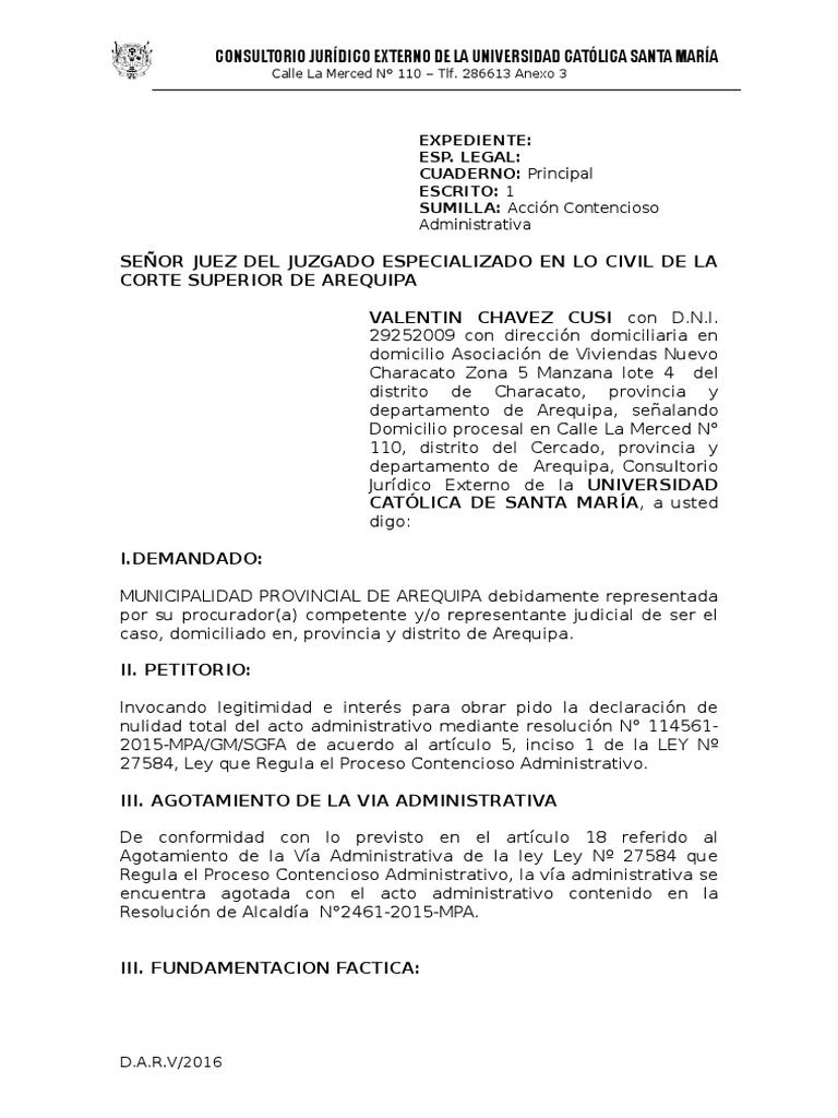 Modelo De Demanda Administrativa Formato Pdf Word