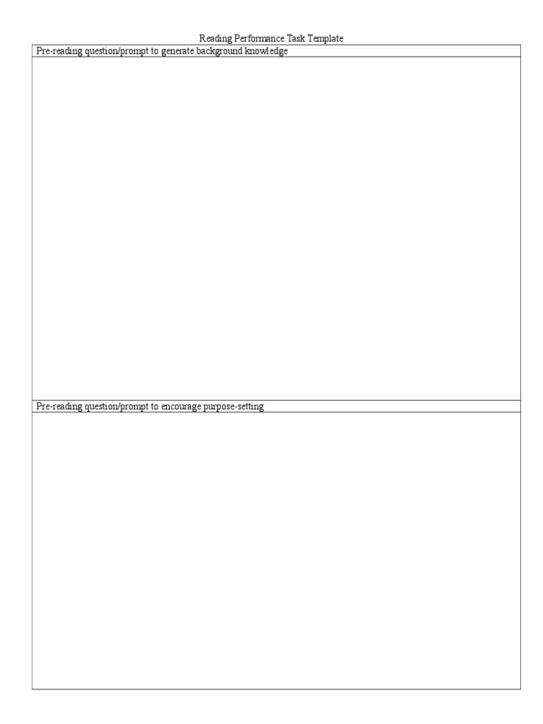 Reading Performance Task Template Guide | PDF