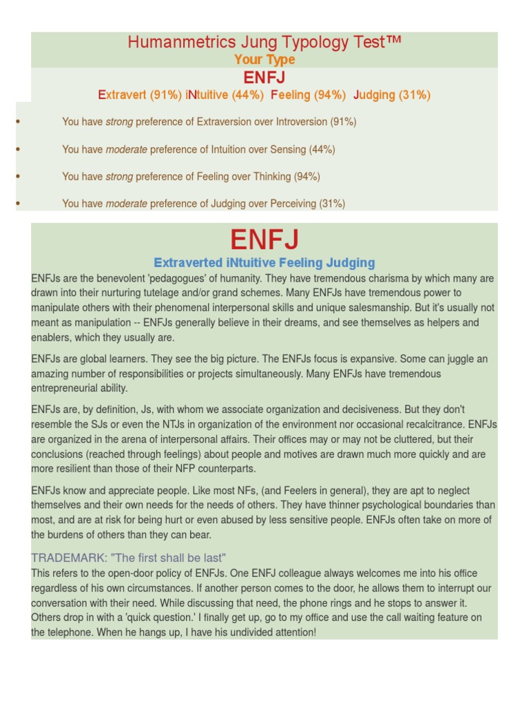 Humanmetrics Jung Typology Test | PDF | Personality Type | Extraversion ...