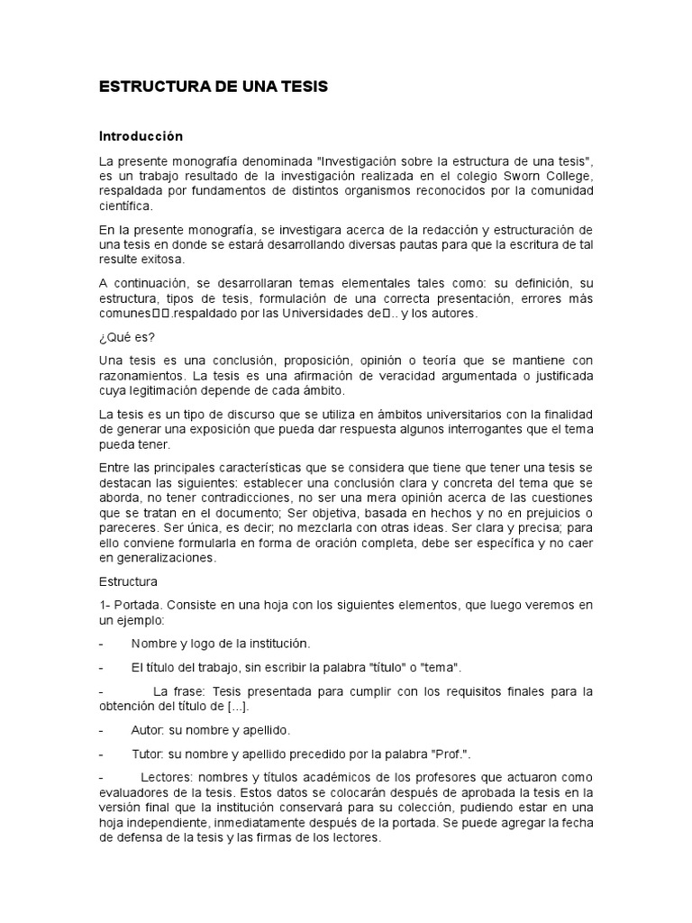 Estructura de Una Tesis | Método científico | Ciencia