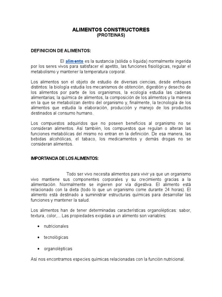 Alimentos Constructores | PDF | Proteínas | Digestión