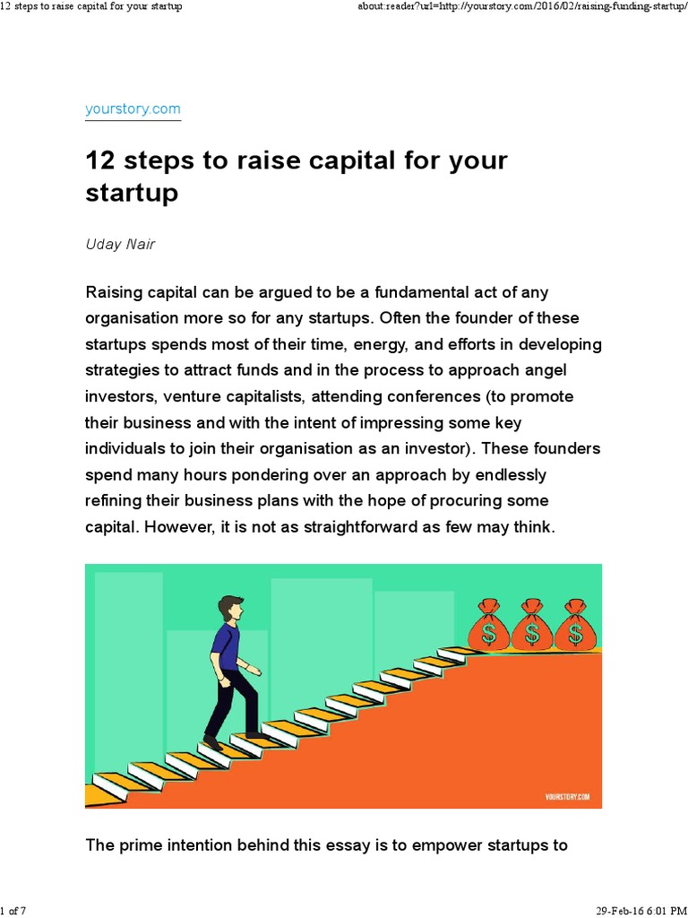 12 Steps To Raise Capital For Your Startup | PDF | Startup Company ...
