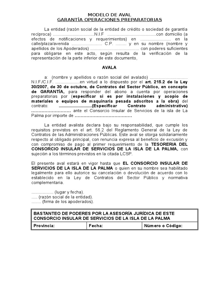 Modelo de Contrato de Aval Jurídico | PDF | Conceptos legales ...